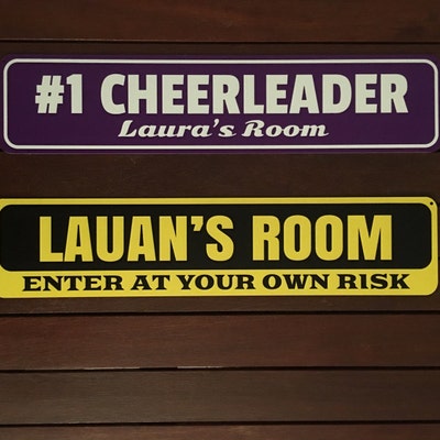 Cheerleader Sign, Personalized Kid Name Room Sign, Number One 1 Cheer ...