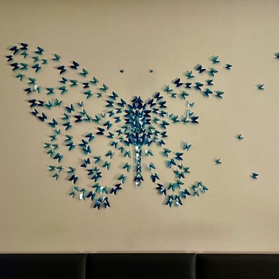 Blue Rainbow Decorative Butterflies . 3D Plastic Butterflies . Ombre ...