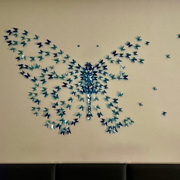 Blue Rainbow Decorative Butterflies - 3D Plastic Butterflies - Ombre ...