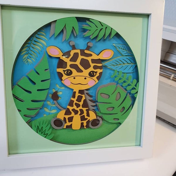 Giraffe Jungle Shadow Box Svg, 3d Giraffe Svg, Giraffe Svg, Shadow Box ...