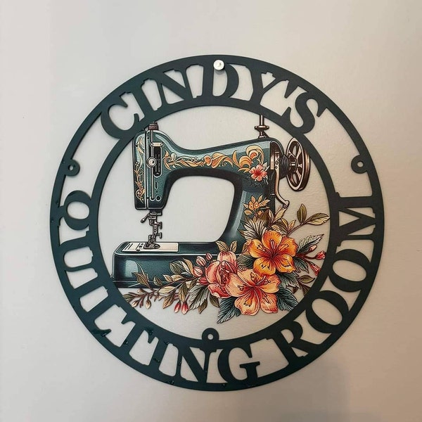 Custom Quilting Sign, Sewing Room Sign, Sewing Machine With Flower Sign ...