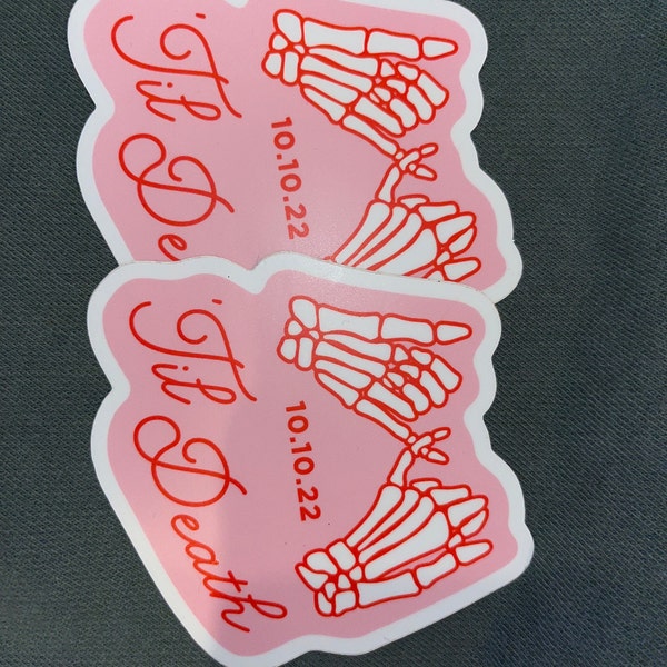 CUSTOM 'til Death Sticker, Wedding Favors, Takeaways for Gothic Themed ...