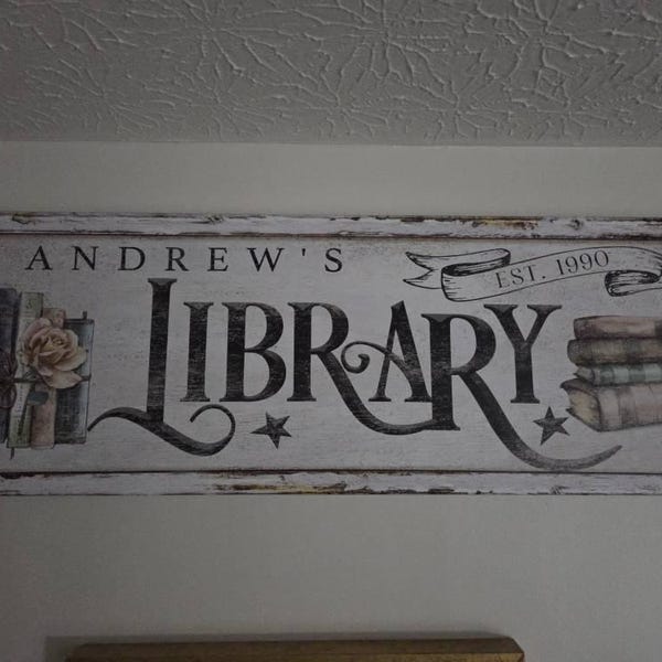 Custom Library Sign, Reading Corner Sign ,established Date Sign ...