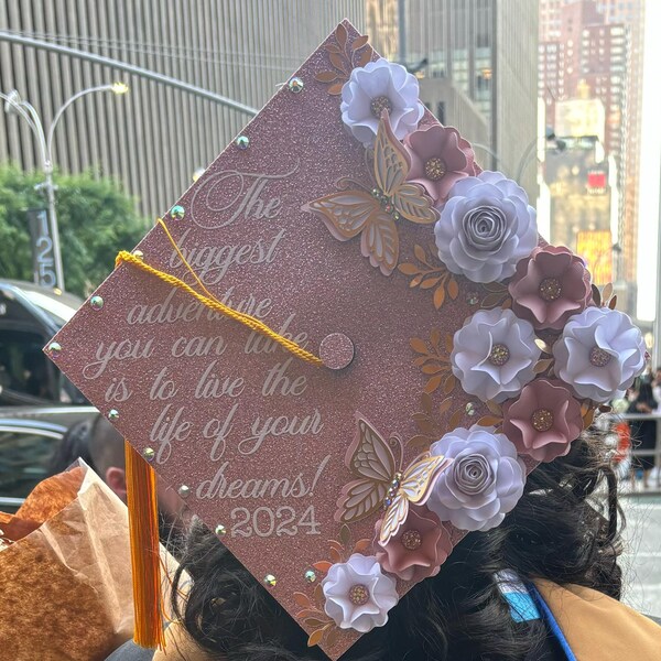 Graduation Cap Topper With Paper Flowers and Butterflies Grad Cap - Etsy