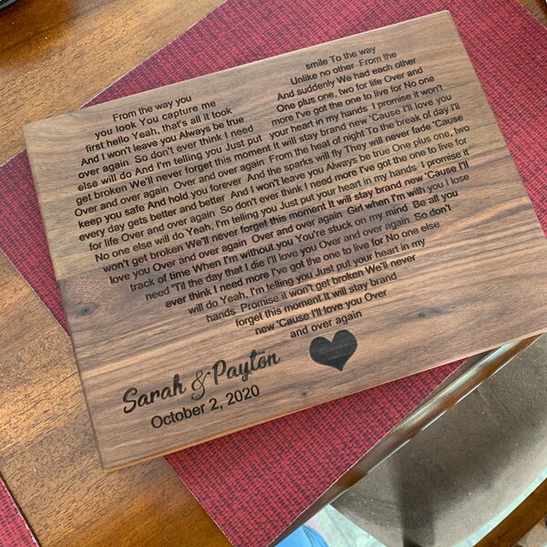 Engraved Wedding Song, First Dance Lyrics, Your Wedding Lyrics Engraved ...