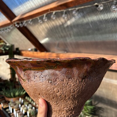 Dripped Bowl Gorgeous Rippled Rim, Blue Aqua Hues Drip Glazed, 8 ...