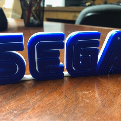 SEGA Video Game Logo Sign 6 in 3D Printed, Man Cave, Game Room, Shelf ...