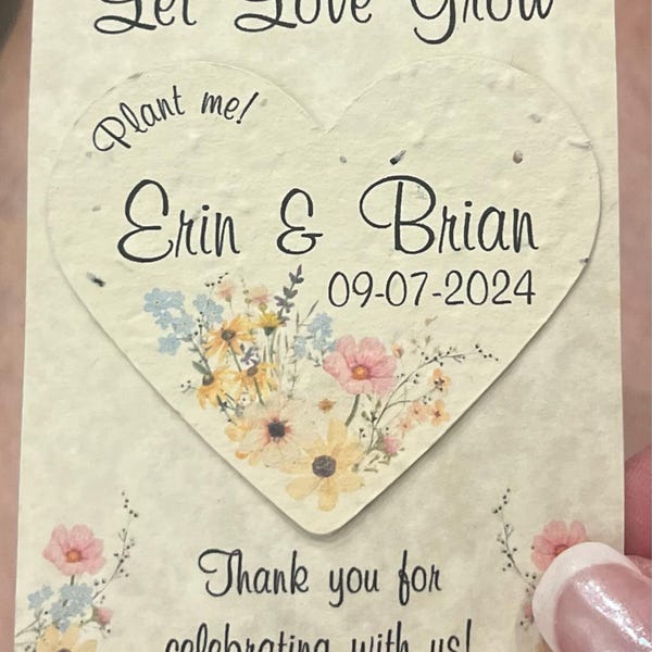 Plantable Wedding Favor Seed Paper Heart Favor Bulk Seed Wedding Favor ...