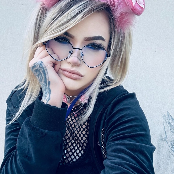 Purple Black ‘ Crystals “ Pastel Kawaii Emo Goth Choker Necklace Collar ...
