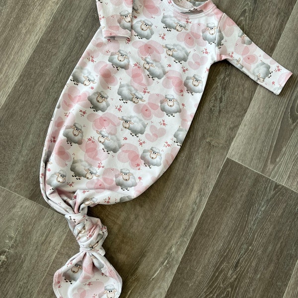 Baby Gown Sewing Pattern, Knotted Baby Gown Sewing Pattern, Newborn ...
