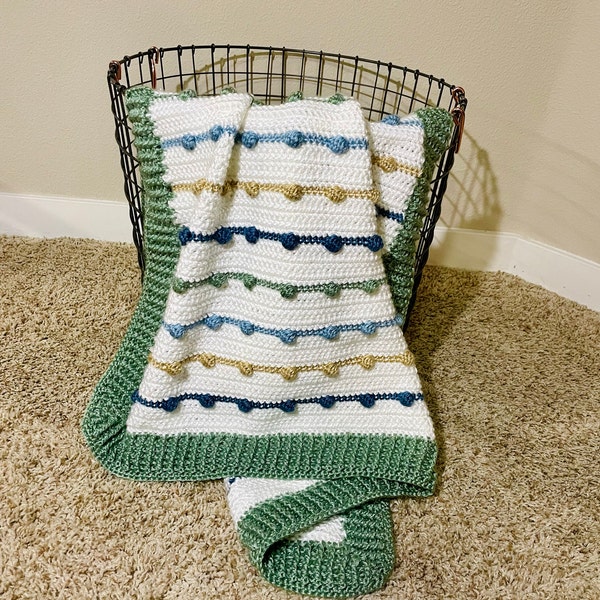 Crochet Bobble Lines Baby Blanket Pattern - Etsy