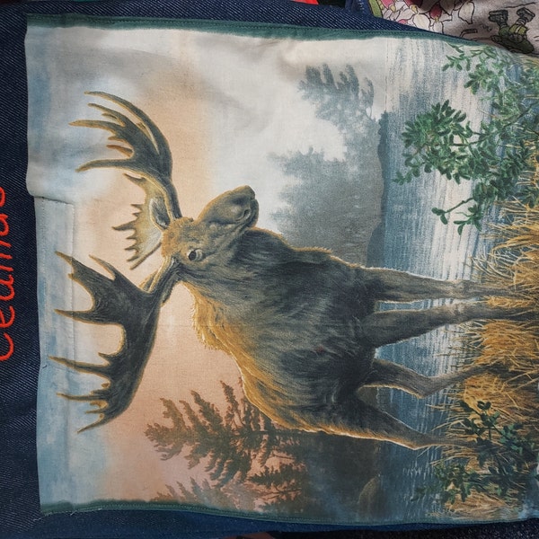 New Handmade Large Moose Wildlife Panel Denim Tote Bag - Etsy