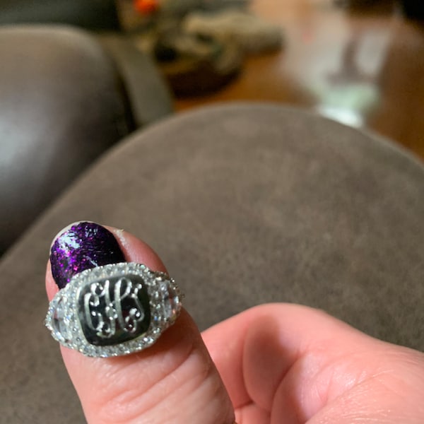 Personalized Sterling Silver CZ Monogram Ring - Elegant Initial Jewelry ...