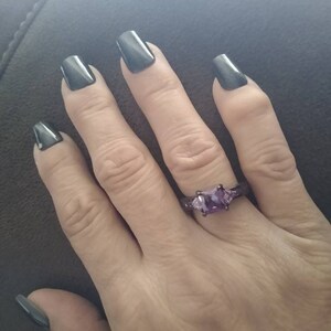 Princess Cut Amethyst Ring. Black Gold Ring. Purple Stone - Etsy