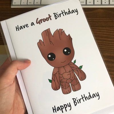 Have a Groot Birthday A5 Happy Birthday Greeting Card With White ...