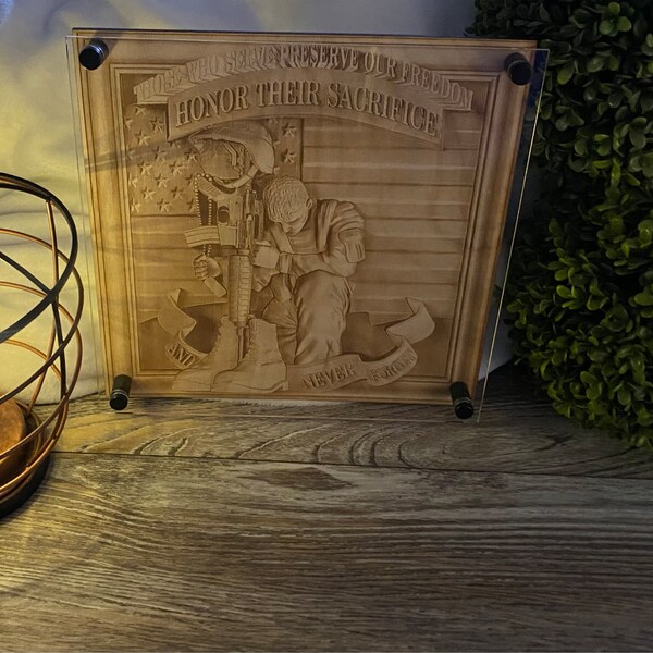 Digital Engraving File - Fallen Soldier Honor 3D Illusion File for Wood ...