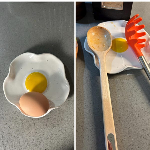 Handmade Fried Egg Spoon Rest: Ceramic Kitchen Decor (5.5" Wide) - Etsy