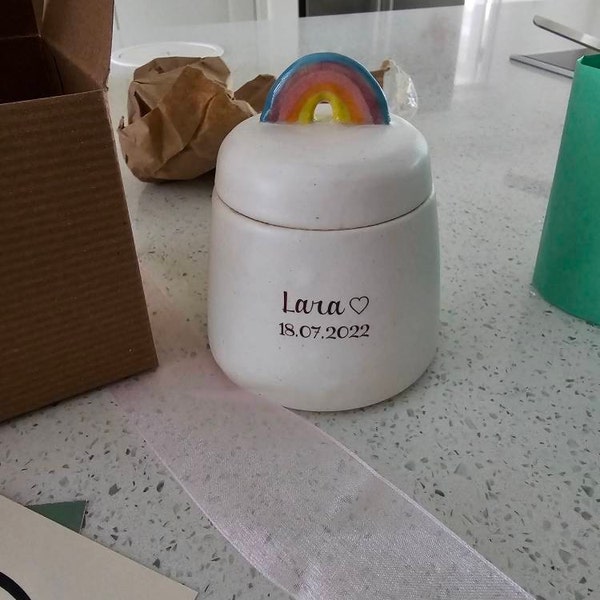 Rainbow Urn - 8 Oz / 4 Oz - Baby Urn, Urn With Rainbow, White Baby Urn ...