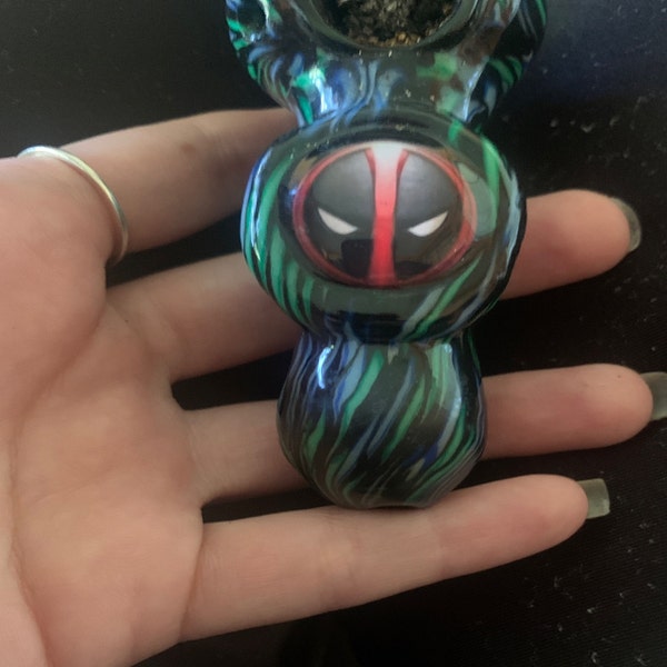 Custom Deadpool Glass Smoking Pipe, Girly Pipes, Unique, Glass Smoking ...