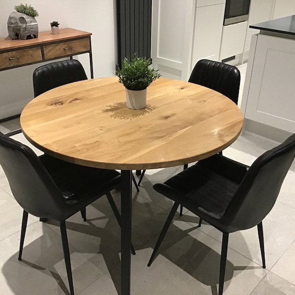 Expandable Round Dining Kitchen Table, Solid Sustainable Oak ...