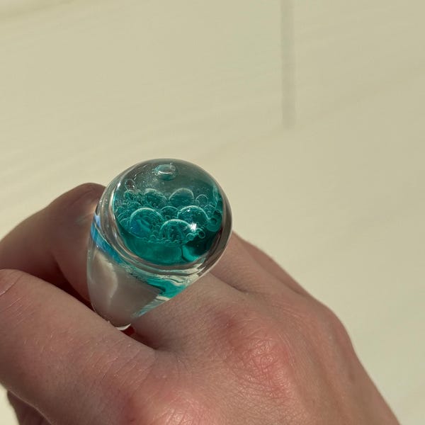 Chunky Glitter Snow Globe Ring: Fidget Jewelry, Liquid Nostalgia Ring ...