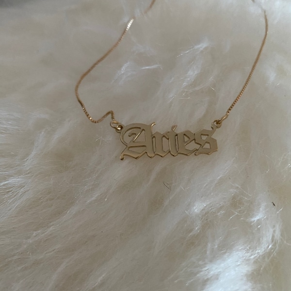 Aries Necklace With 4 Font Styles, Aries Zodiac Sign Necklace, Aries ...