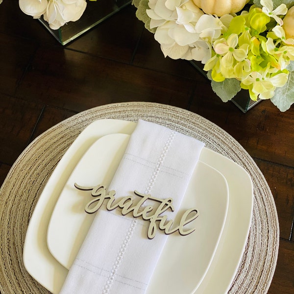 Grateful Place Cards, Grateful Sign, Thanksgiving Table Setting ...