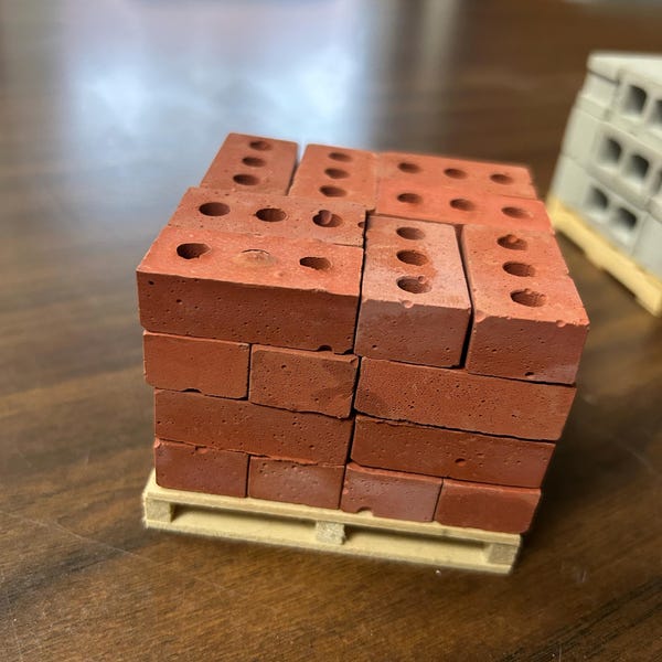 Mini Red Bricks, 1:6 Scale, Blocks and Pallet - Perfect for Diorama ...