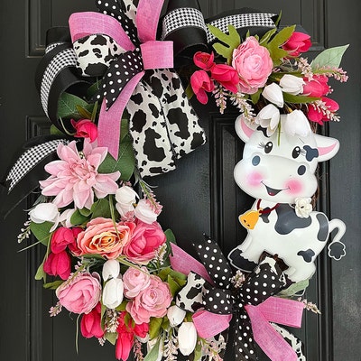 11x10 Cow Wreath Sign 92 Metal Sign Wreath Sign - Etsy