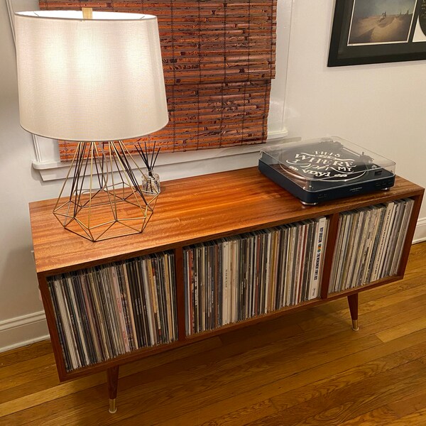 Solid Mahogany Turntable Cabinet: Mid Century Modern Vinyl Record ...
