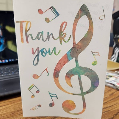Printable Thank You Card With Treble Clef & Music Notes for Music ...