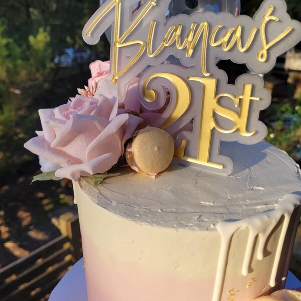 21st Cake Topper - Personalised Floating Cake Topper - Clear Acrylic ...