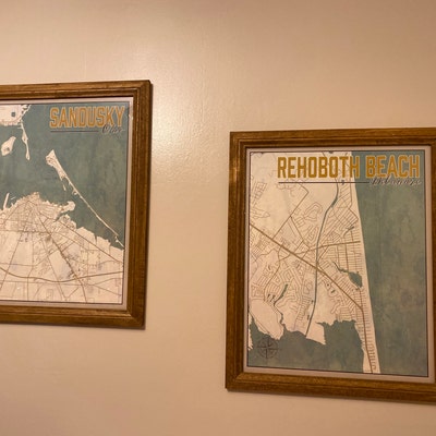 Rehoboth Beach Delaware Street Map Hanging Poster of Rehoboth Beach ...