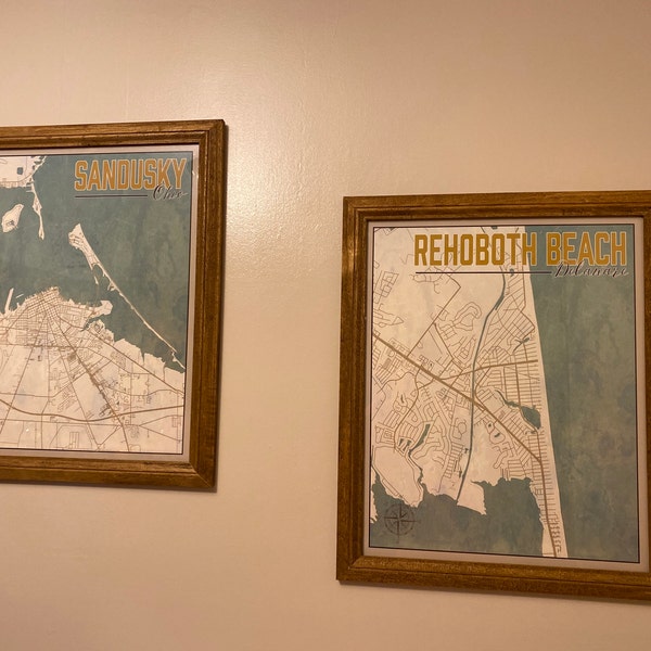 Rehoboth Beach Delaware Street Map | Hanging Poster of Rehoboth Beach ...