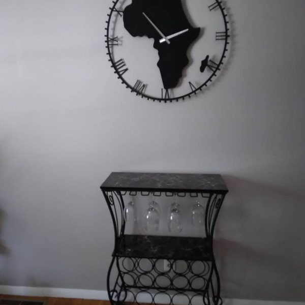 Black Africa Map Clock, Africa Metal Wall Clock, Livingroom Metal Wall ...