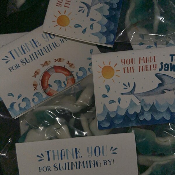 Party Favor Set | Treat Bag + Gift Tag | Gummy Sharks | You Made the ...