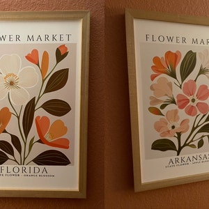State Flower Print Bundle, Wall Art Print 50 US States, Flower Market ...