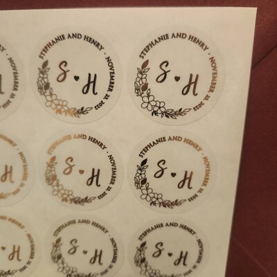 Floral Wedding Stickers for Favors Clear and Gold Labels With - Etsy