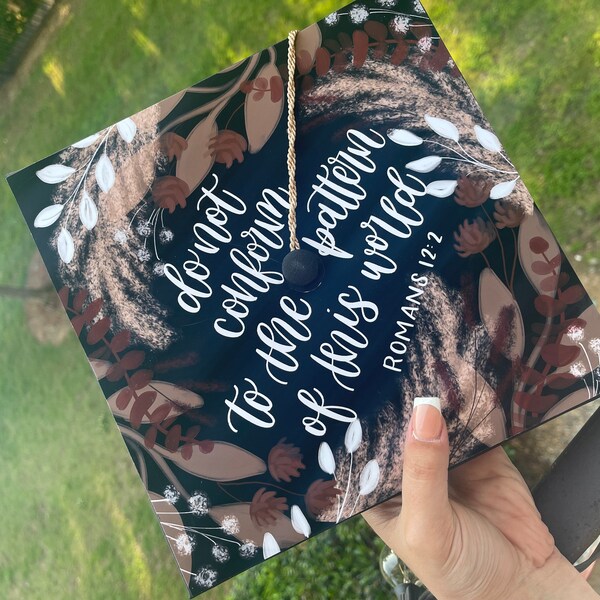 Customizable Floral Grad Cap Decoration Self-adhesive Boho Pampas Grass ...