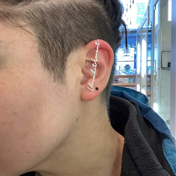 Custom Name Ear Wrap Crawler Hook Earrings, 925 Sterling Silver ...