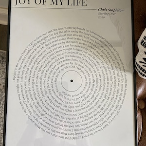 Record Lyrics Personalized Song Print Favorite Song Digital - Etsy
