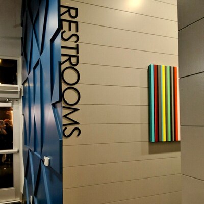 3D Restroom Sign Typography Letters 6 X 48 Modern Office Home Lettering ...