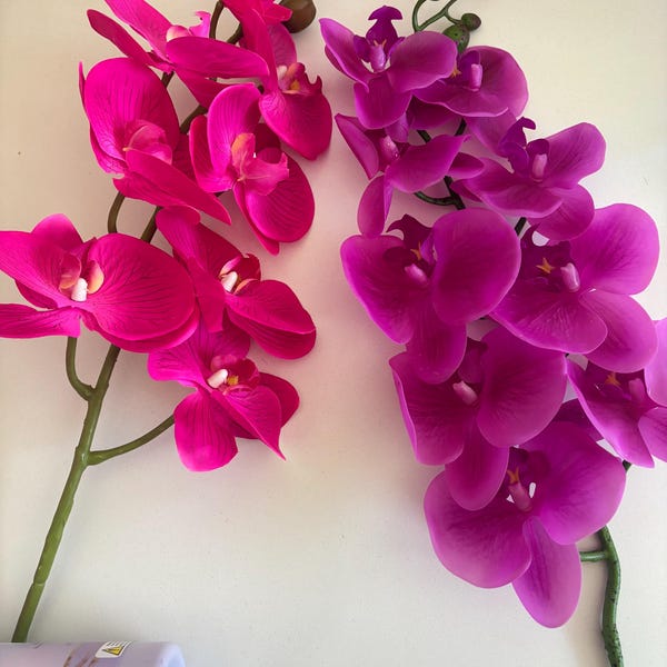 34“ White Faux Real Touch Phalaenopsis Orchid, Artificial Spring Plant ...