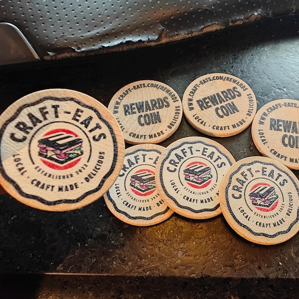 1.5" Personalized Wood Coins | Custom Printed Wooden Nickels | Wood ...