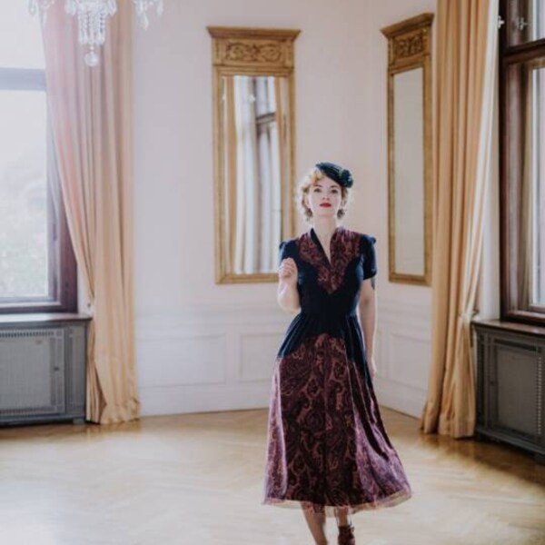 40er- Jahre Kleid Victoria dunkelblau - Etsy.de