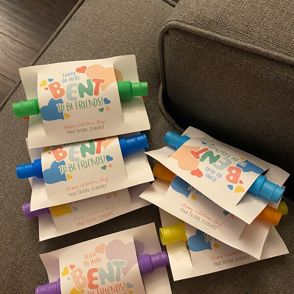 Fidget Pop Tube Valentine Printable, We Were Bent to Be Friends ...