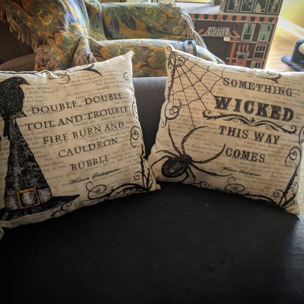 Halloween Pillow Trick or Treat Muslin Pillow Tuck Eat Drink Be Scary ...