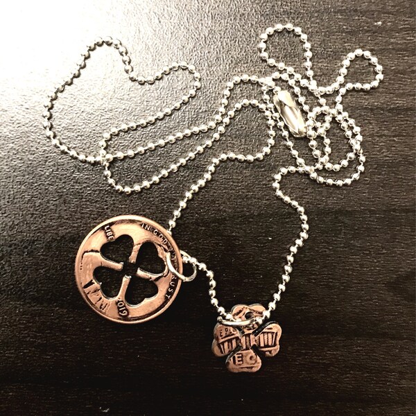 St. Patrick's Day Custom Gift Lucky Penny Four Leaf Clover Necklace ...