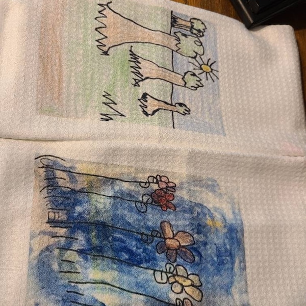 Personalized Kitchen Tea Towel With Child's Own Drawing, Design Your ...