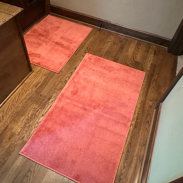 Custom Size Runner Rug Solid Burnt Orange Skid Resistant Runner Rug Cut ...